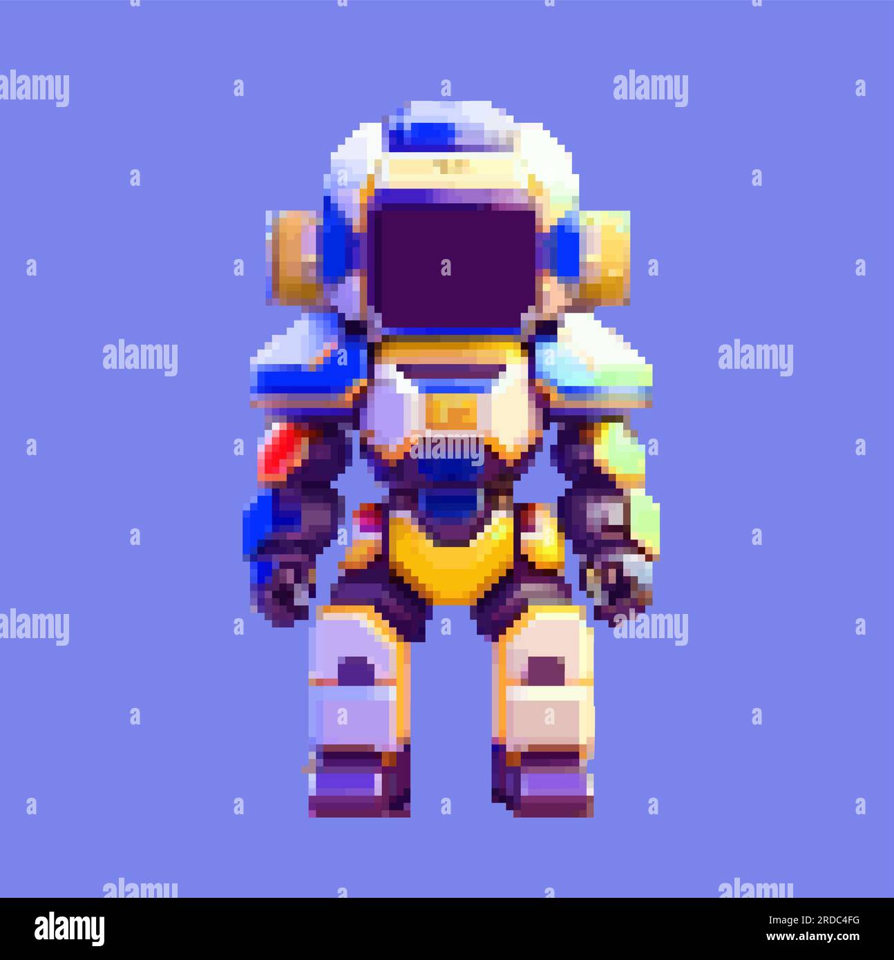 Robot spaceman pixel art character for 8 bit game scenery arcade video ...