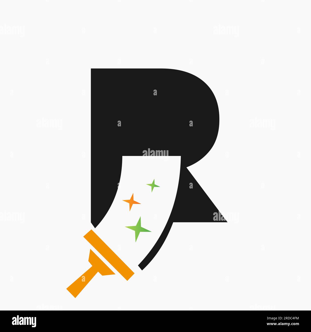 Letter R Cleaning Service Logo Design Concept With Clean Brush Symbol ...