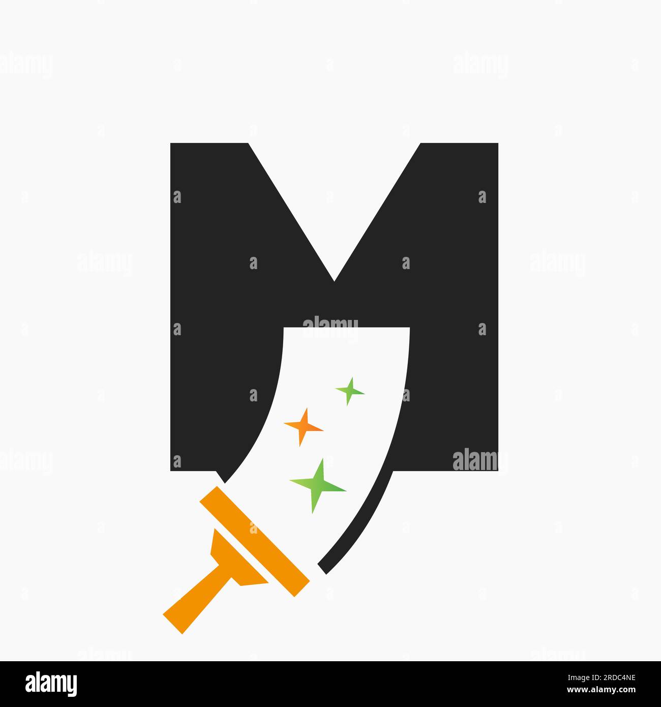 Letter M Cleaning Service Logo Design Concept With Clean Brush Symbol ...