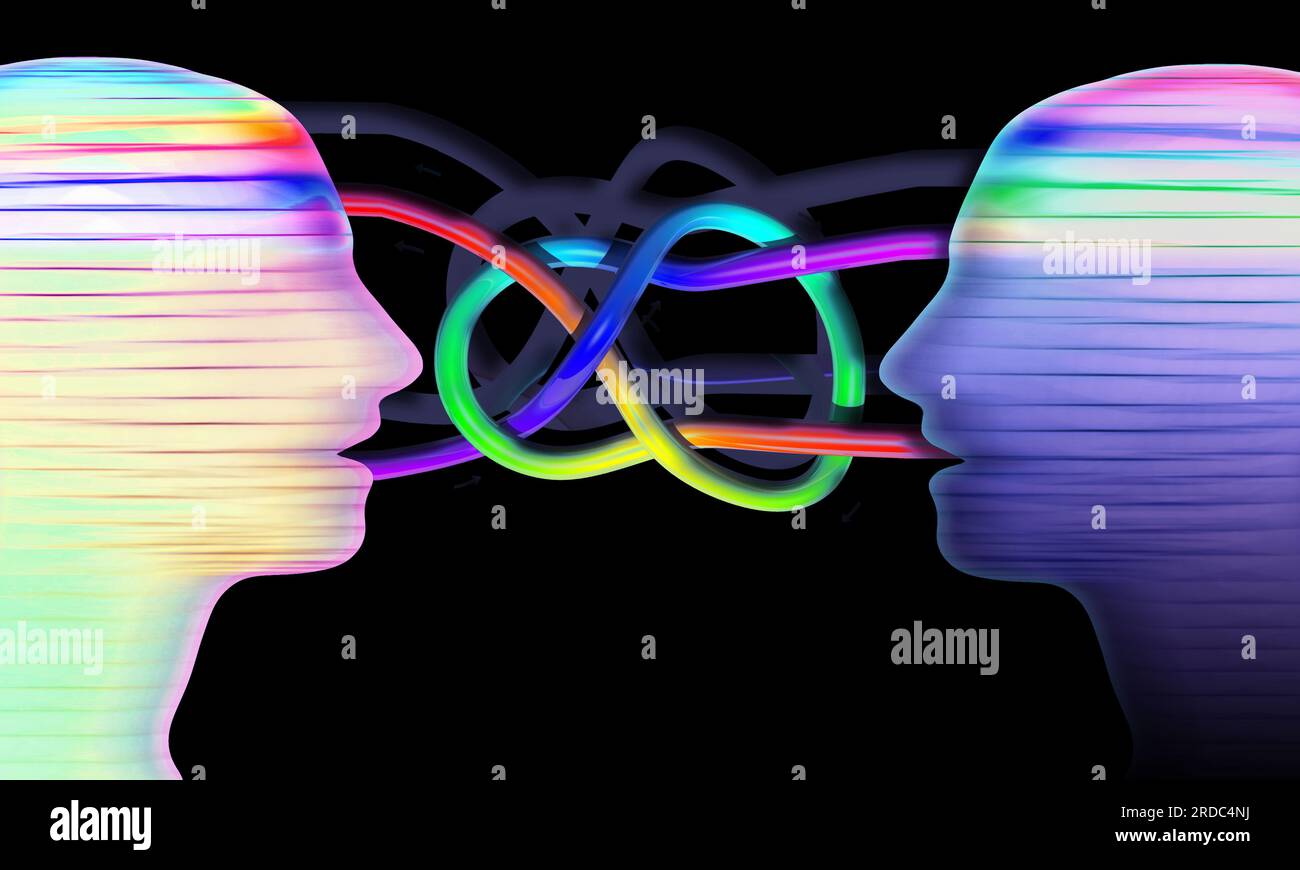 HUMAN HEADS DATA TRANSFER CONNECT COMMUNICATION Stock Photo - Alamy