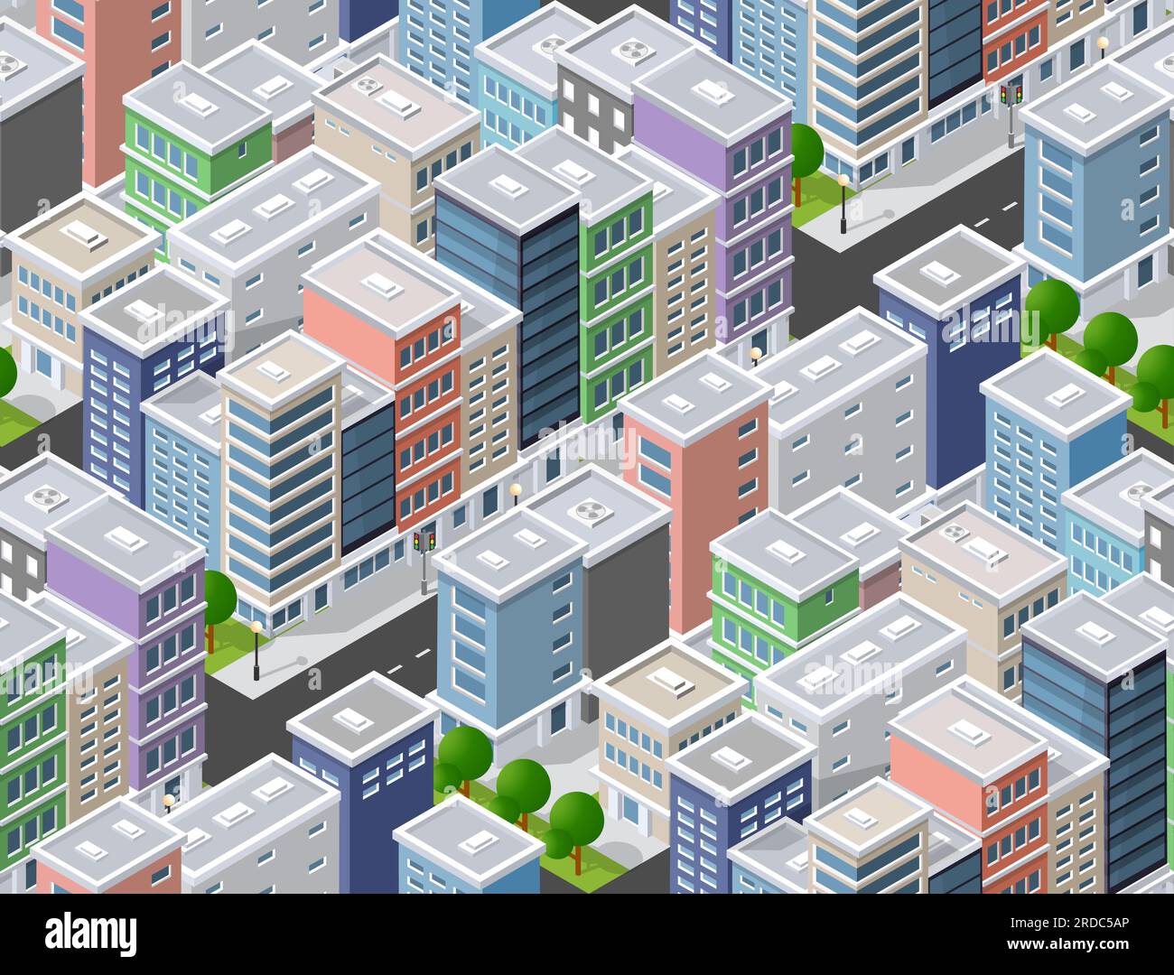 Seamless repeating pattern city isometric architecture business 3D ...
