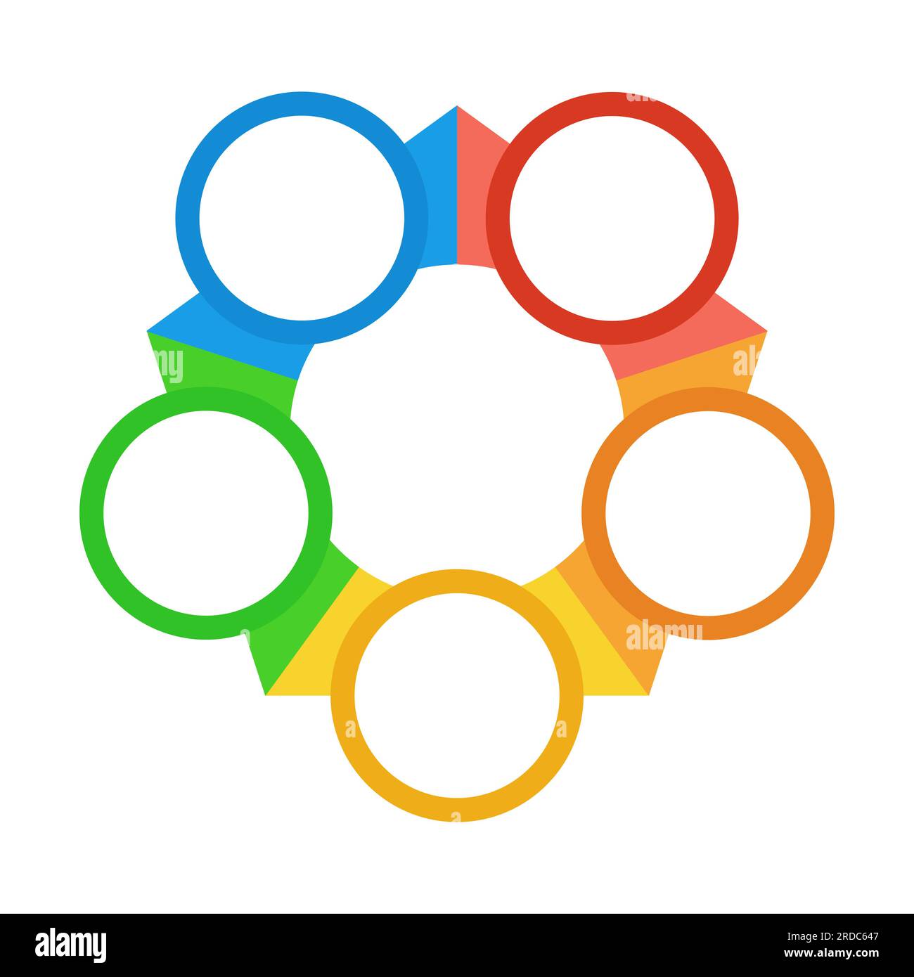 Colorful pentagon shape with blank circles infographic chart design ...