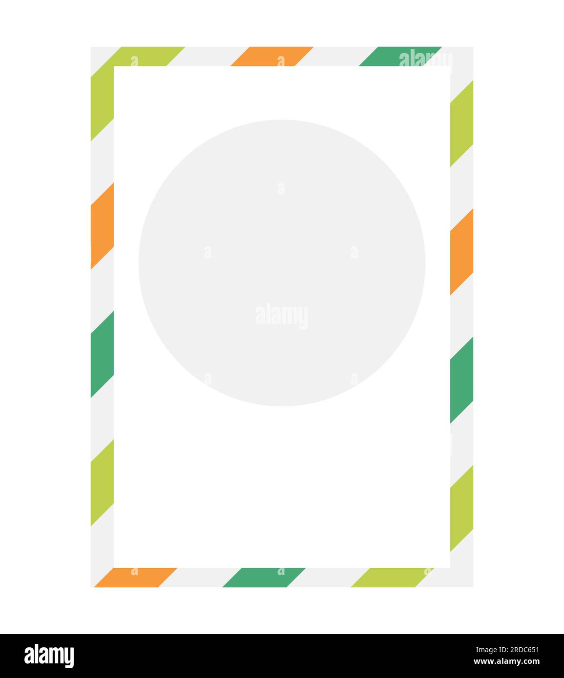 Green and orange striped frame with blank circle brochure element ...