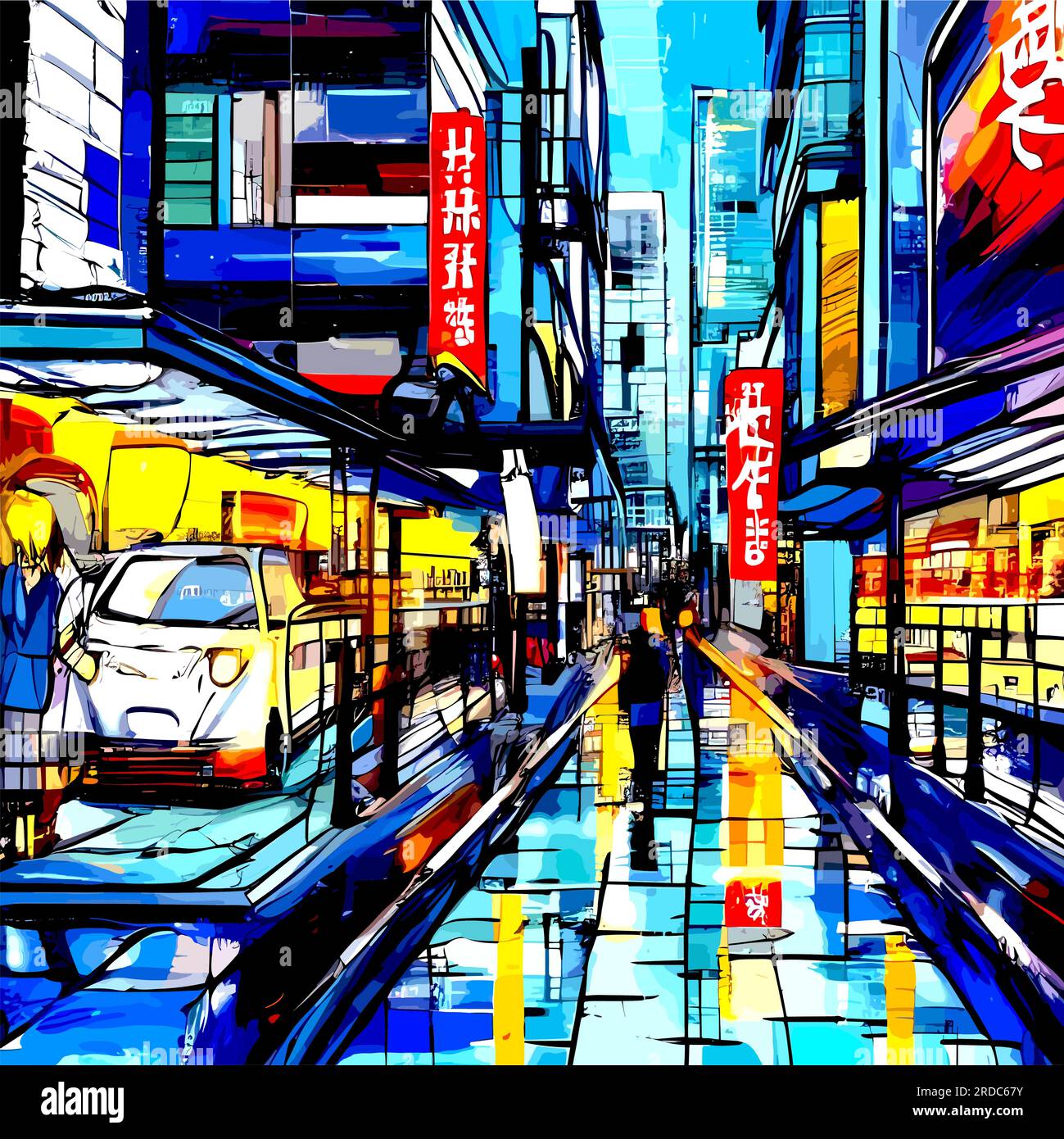 Vector Abstract Summer illustration city urban area with a lot of ...