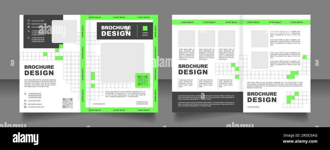 Futuristic business solutions bifold brochure template design Stock ...