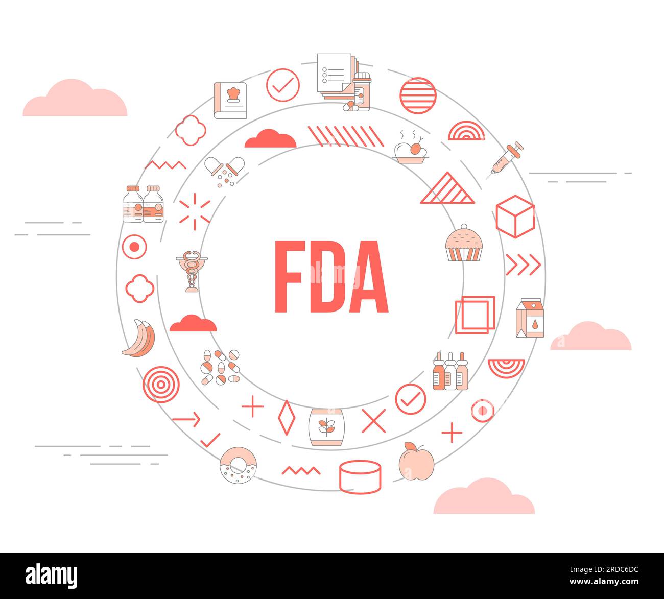 fda food and drug administration concept with icon set template banner ...