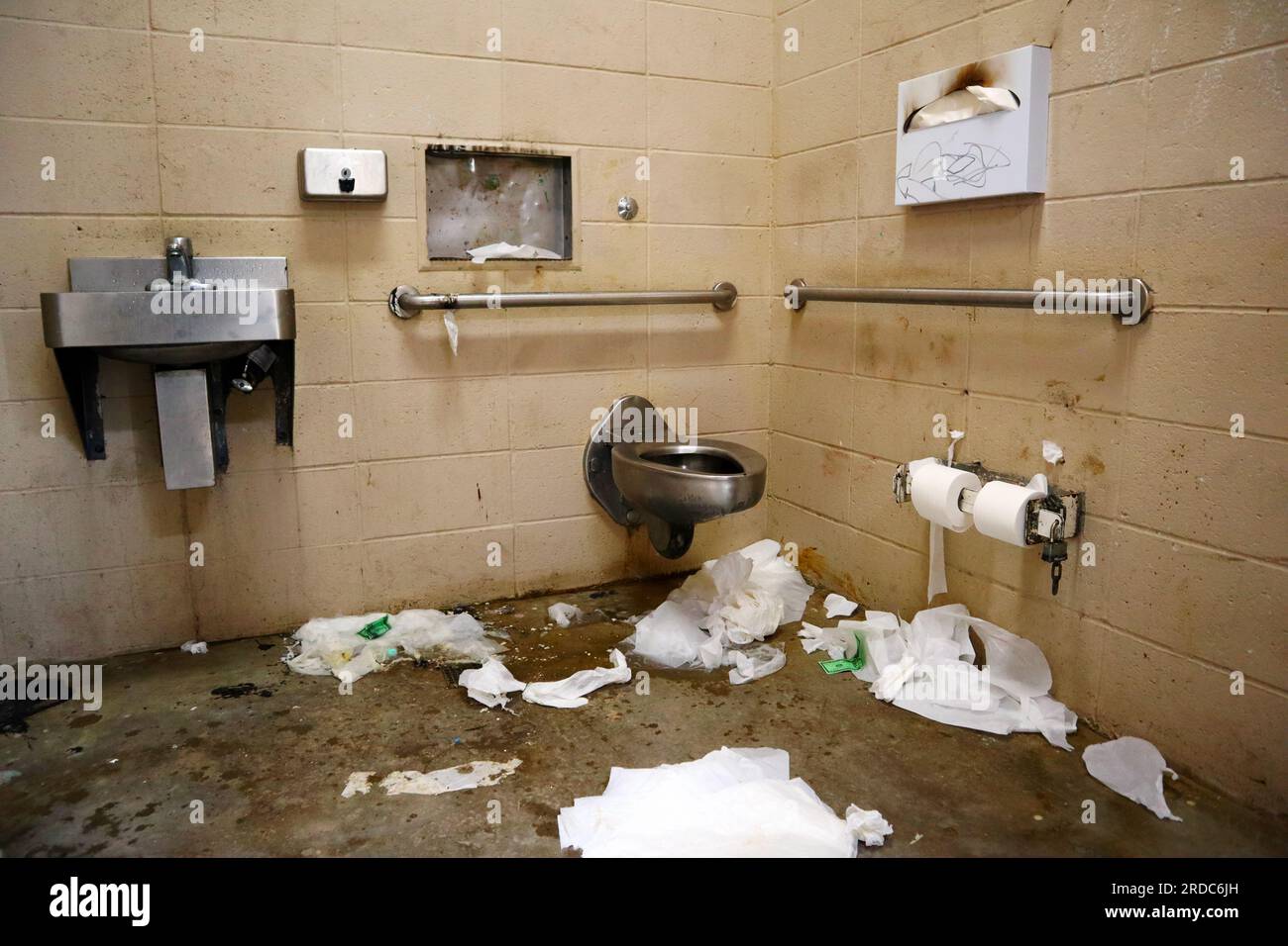 Horrible dirty lousy Public Restroom Stock Photo - Alamy