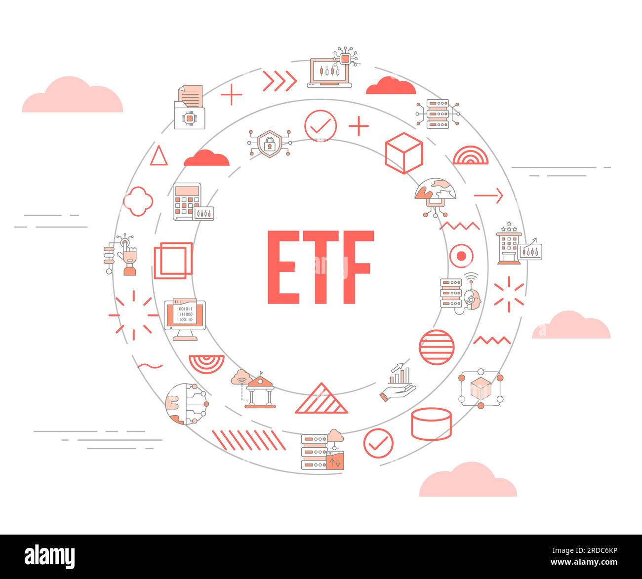 etf exchange traded fund concept with icon set template banner and ...
