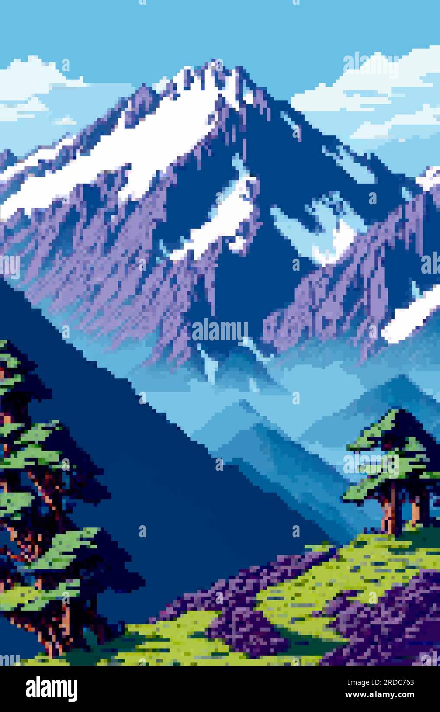 Pixel art winter landscape hi-res stock photography and images - Alamy