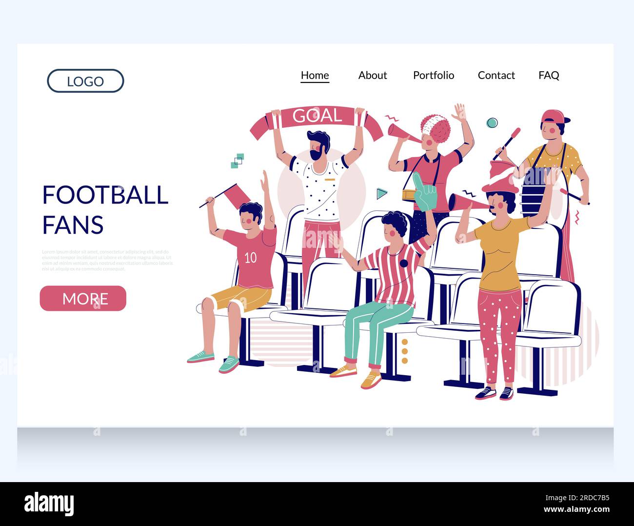 Football fans vector website landing page design template Stock Vector ...