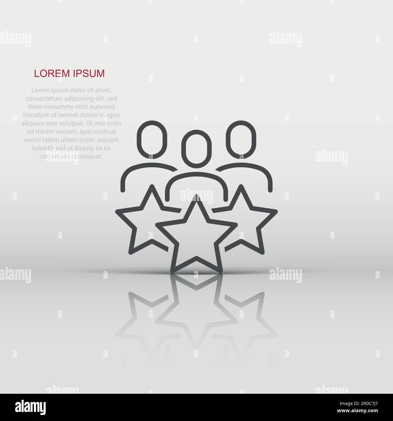 People with stars icon in flat style. Businessman rating vector ...