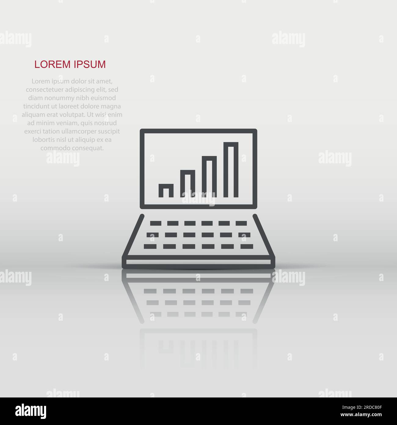 Laptop chart icon in flat style. SEO data vector illustration on white ...