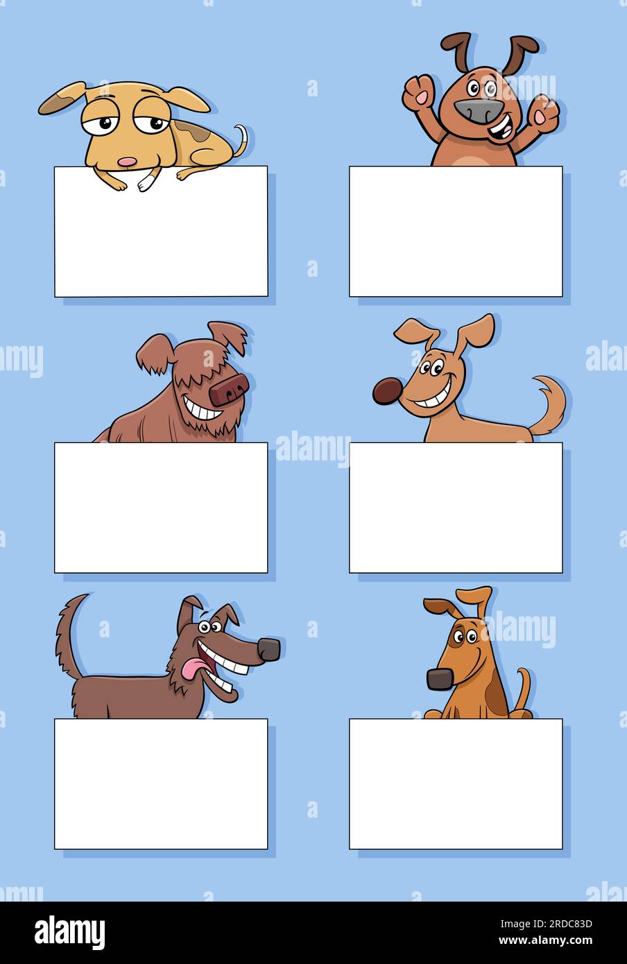 Cartoon illustration of dogs and puppies animal characters with blank ...
