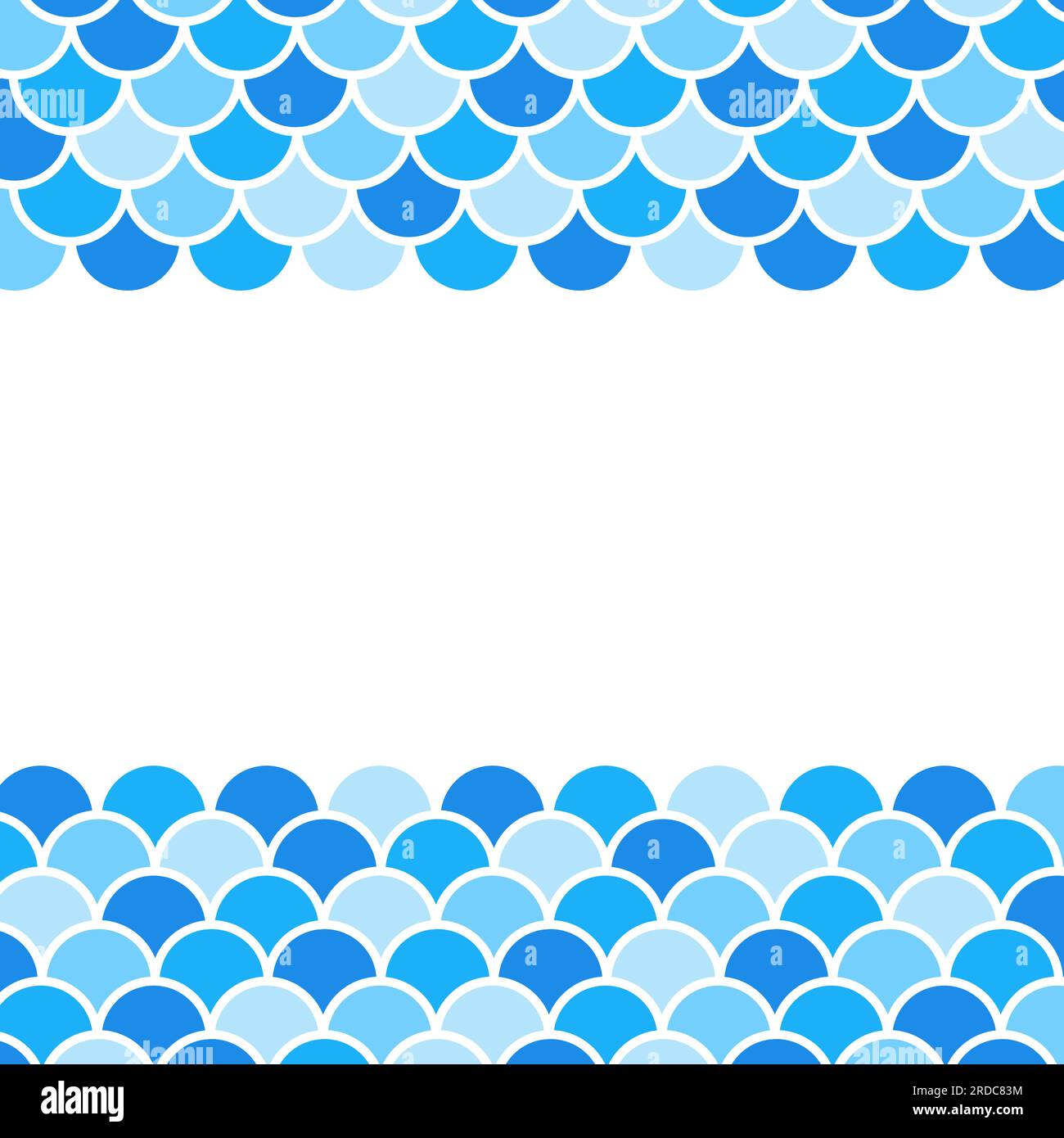 Fish scales border, abstract waves frame, vector design template Stock ...