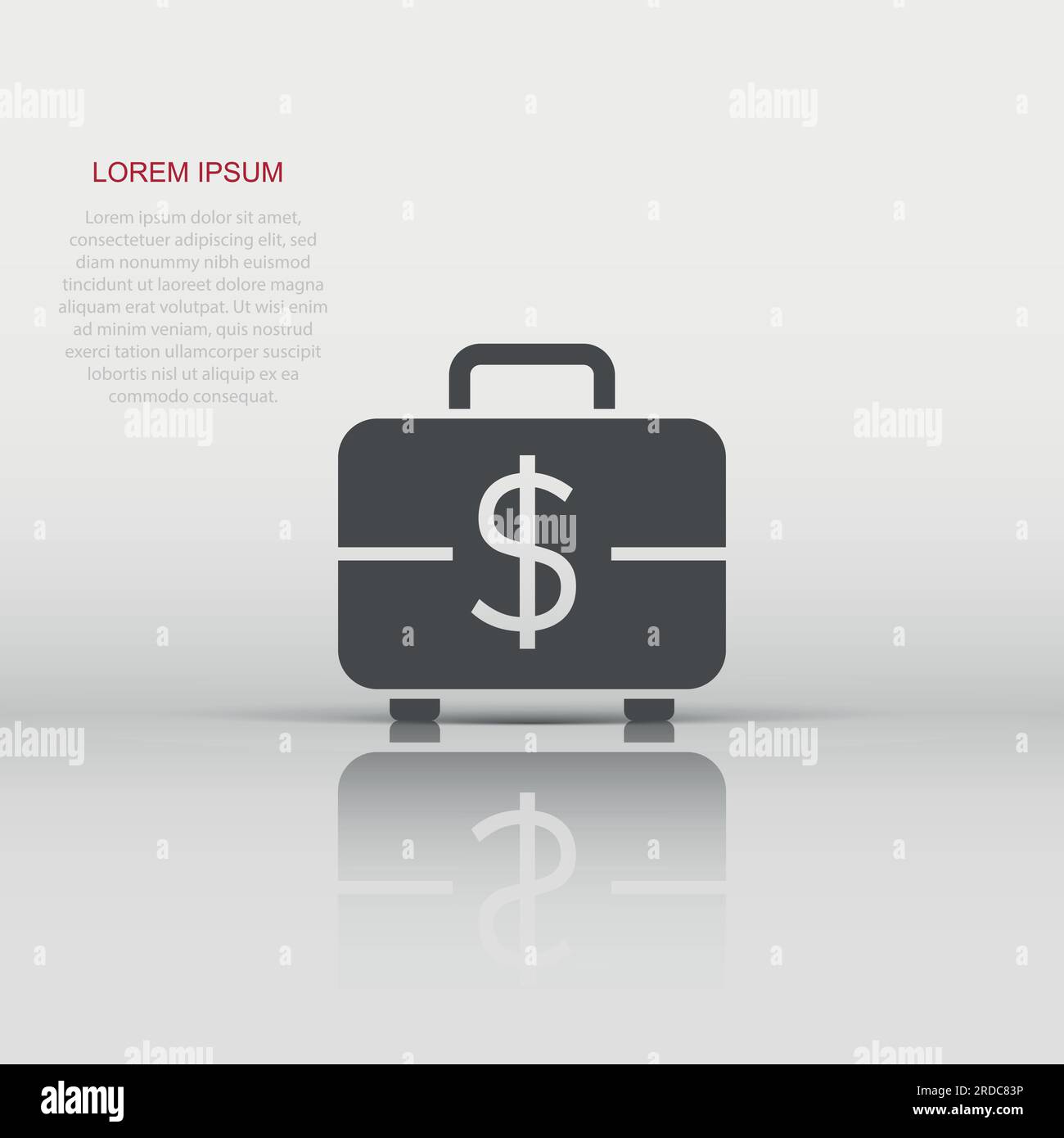 Money briefcase icon in flat style. Cash box vector illustration on ...