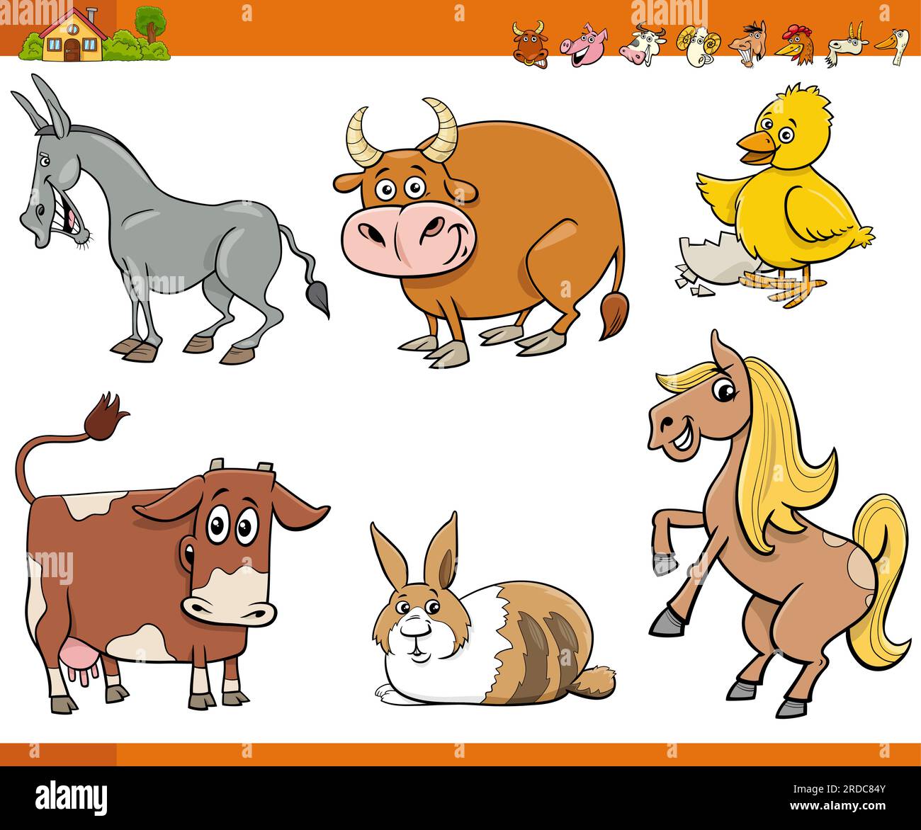 Cartoon illustration of farm animals comic characters set Stock Vector ...