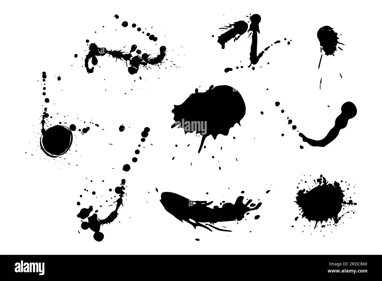 Ink Splash stain shape, brush abstract spatter isolated creative set ...