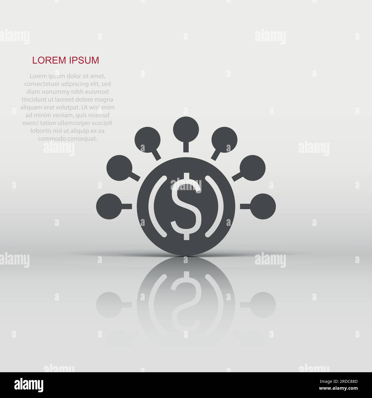 Money revenue icon in flat style. Dollar coin vector illustration on ...