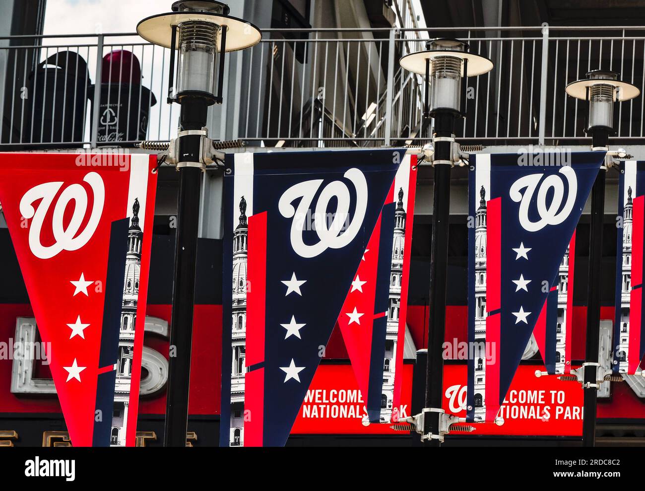 Banners outside Washington Nationals baseball stadium Stock Photo - Alamy