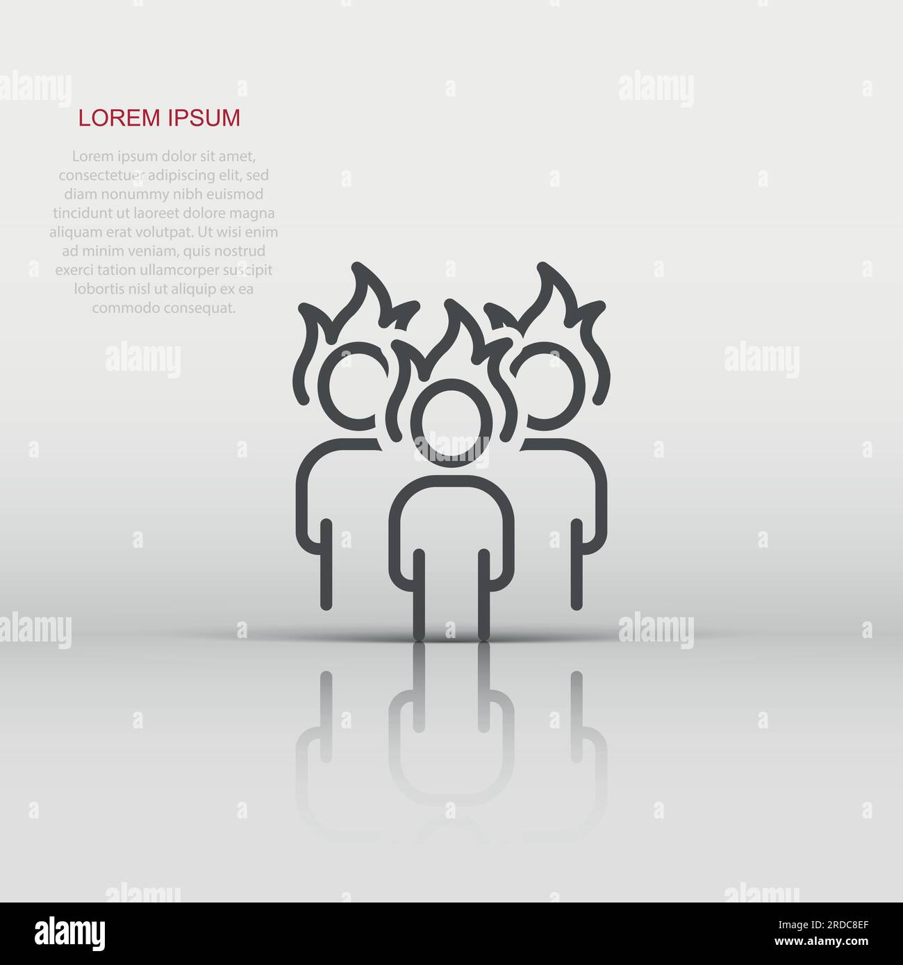 People with flame head icon in flat style. Stress expression vector ...