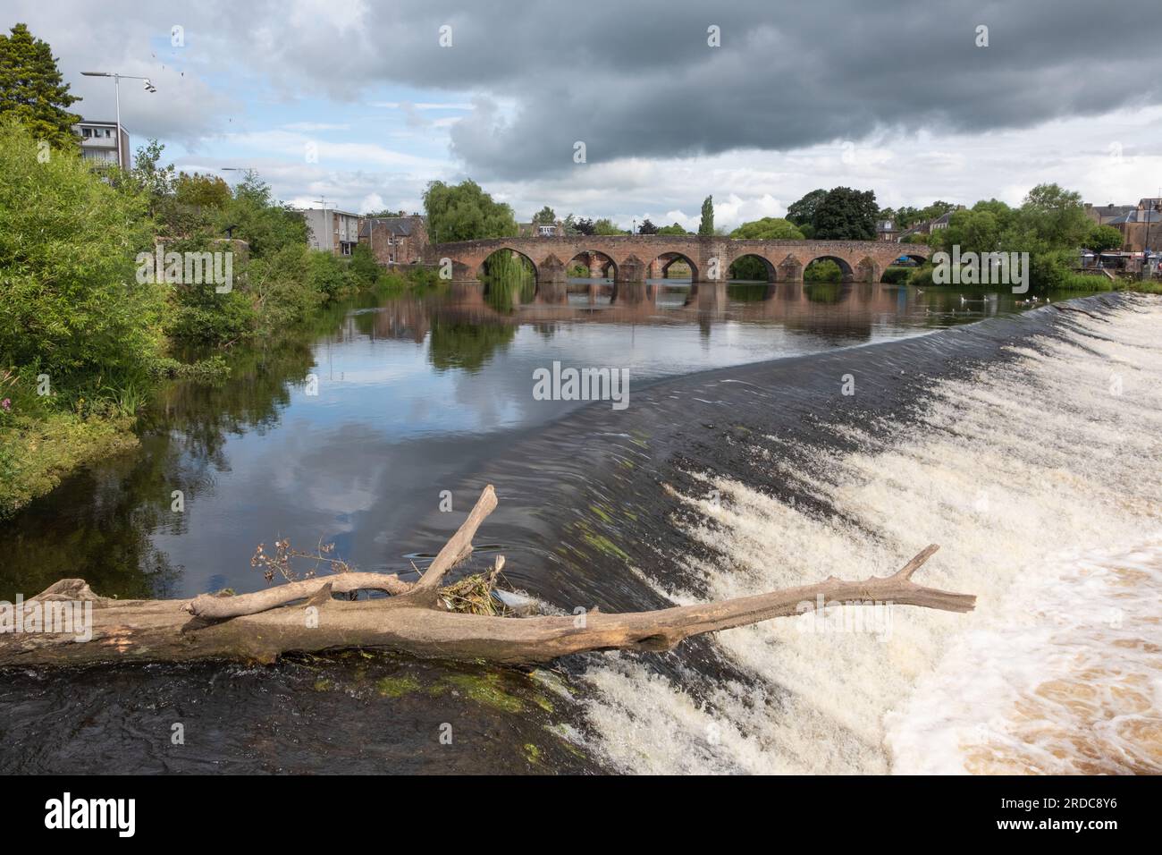 View of the Devorgilla Bridge and River Nith in the centre of Dumfries ...
