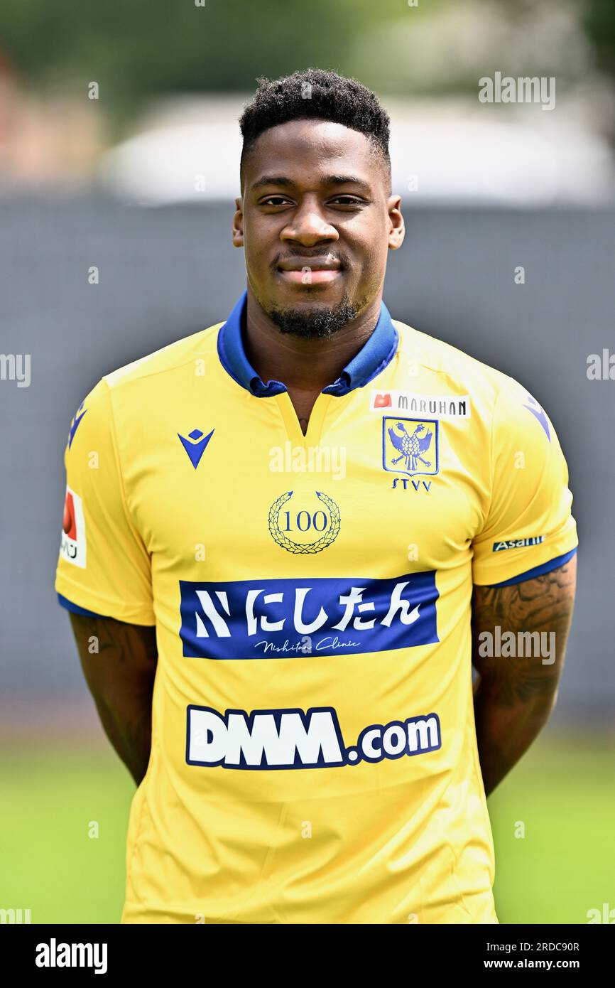 Sint Truiden, Belgium. 20th July, 2023. STVV's Kanghi Frederic Ananou poses for a portrait ...