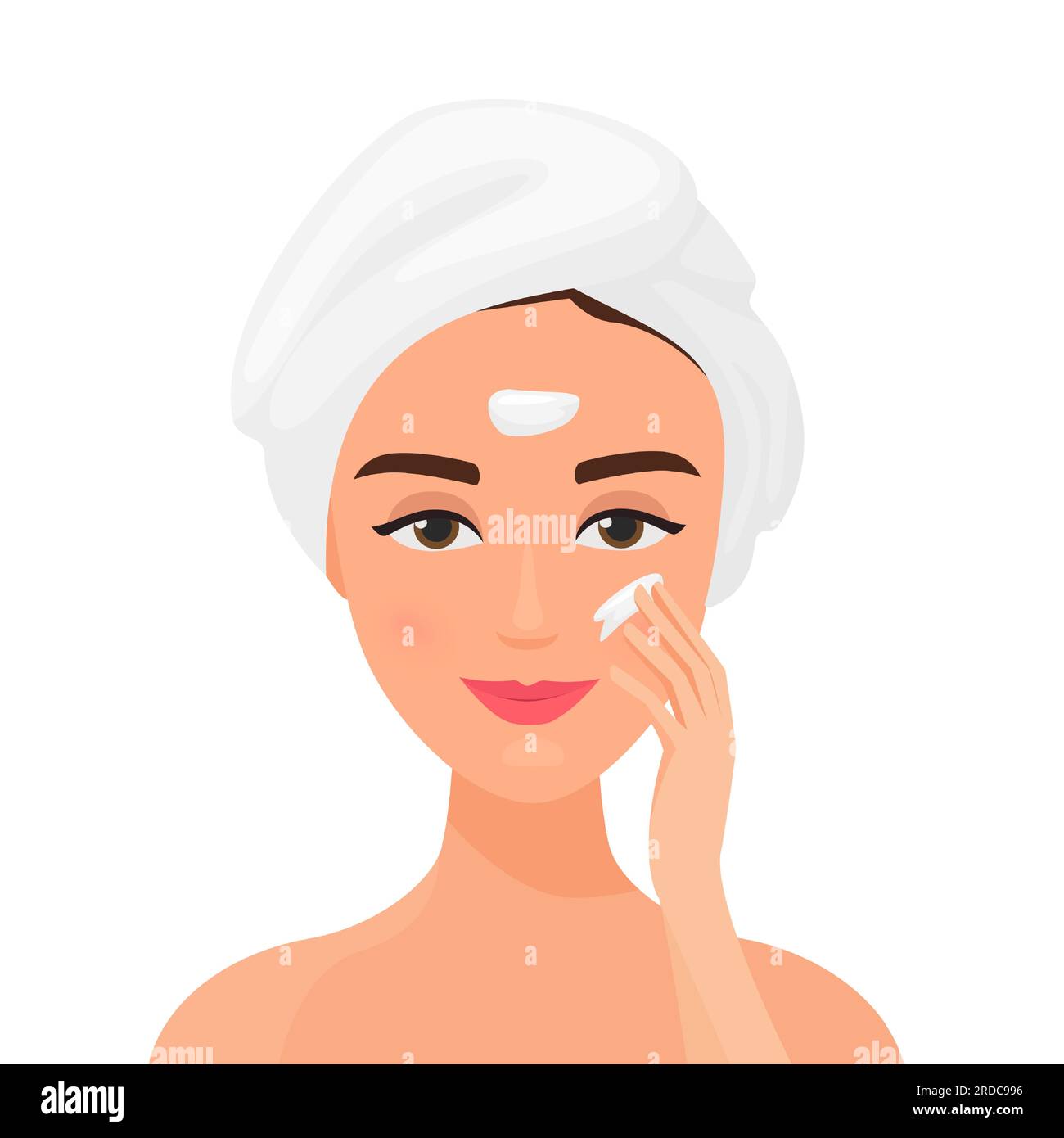 Facial skin care treatment. Face cream and moisturizing mask vector ...