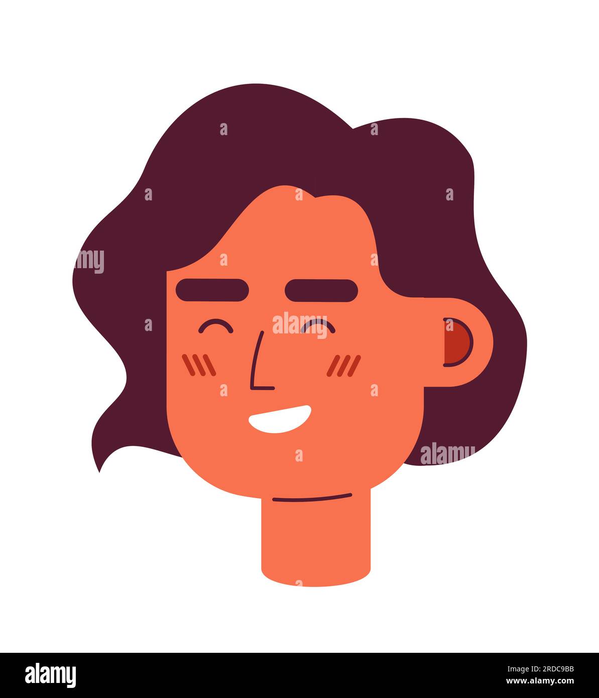 Excited young caucasian woman with short hair semi flat vector ...