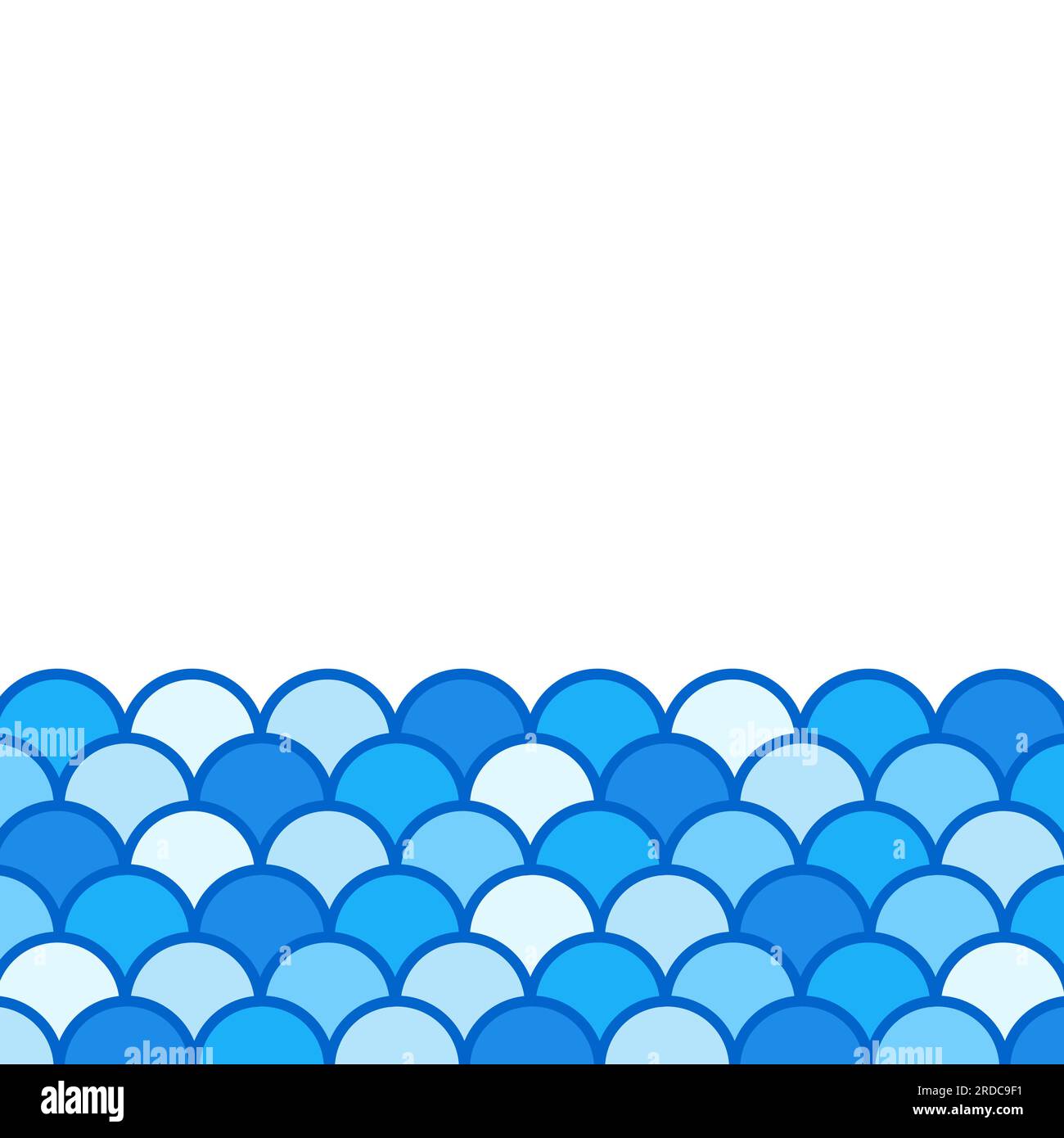 Fish scales border, abstract waves frame, vector design template Stock ...