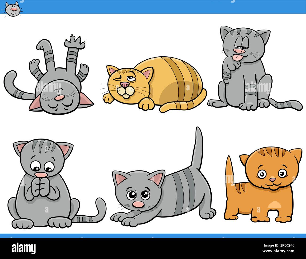 Cartoon illustration of cats and kittens comic animal characters set ...