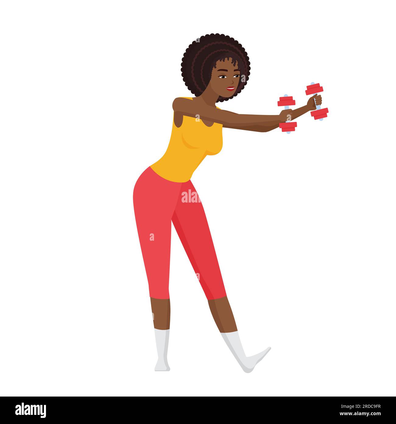 Female fitness trainer working out with dumbbells. Sport coach, gym ...