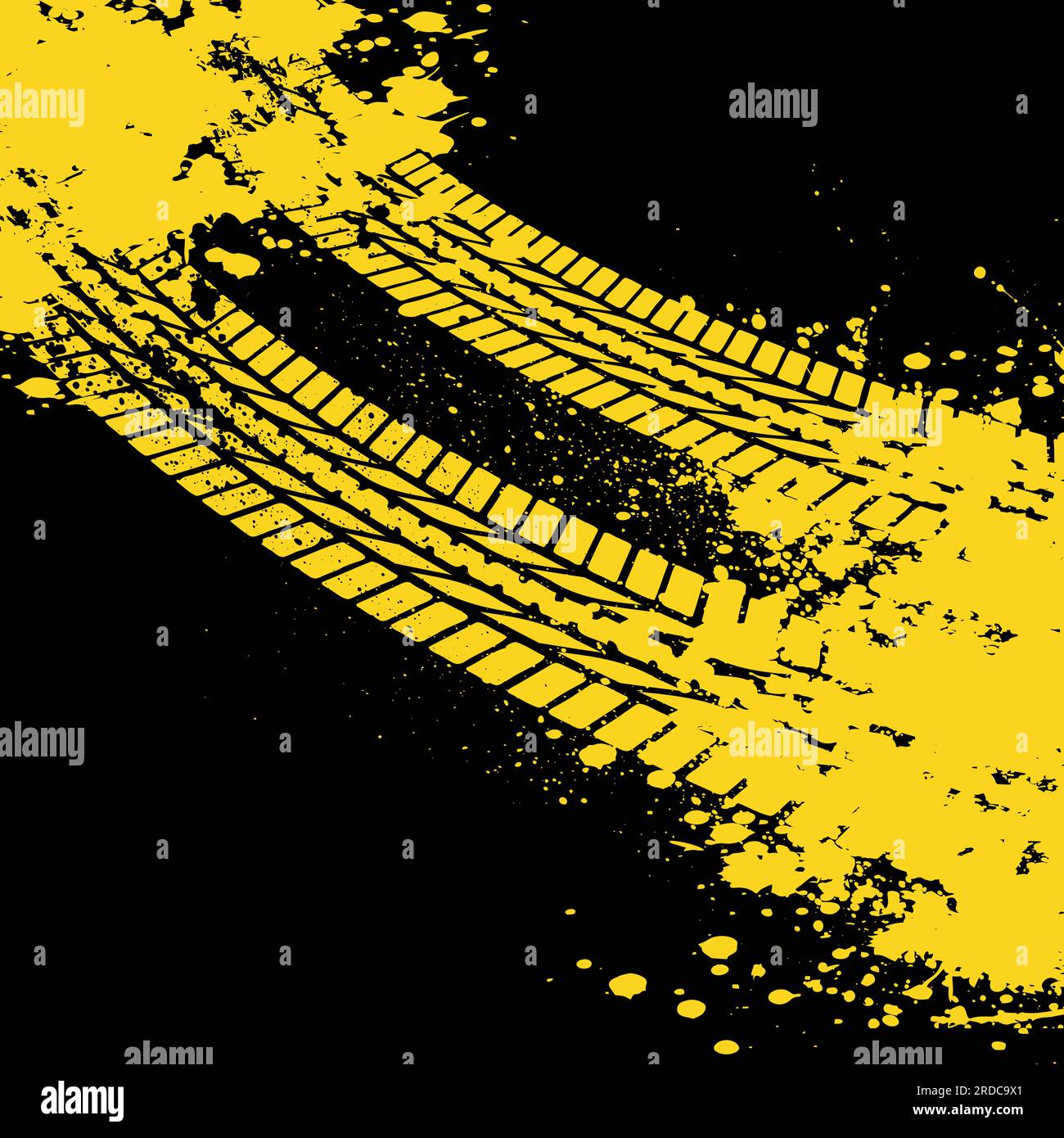 Ink blot yellow tire tracks perspective background Stock Vector Image ...