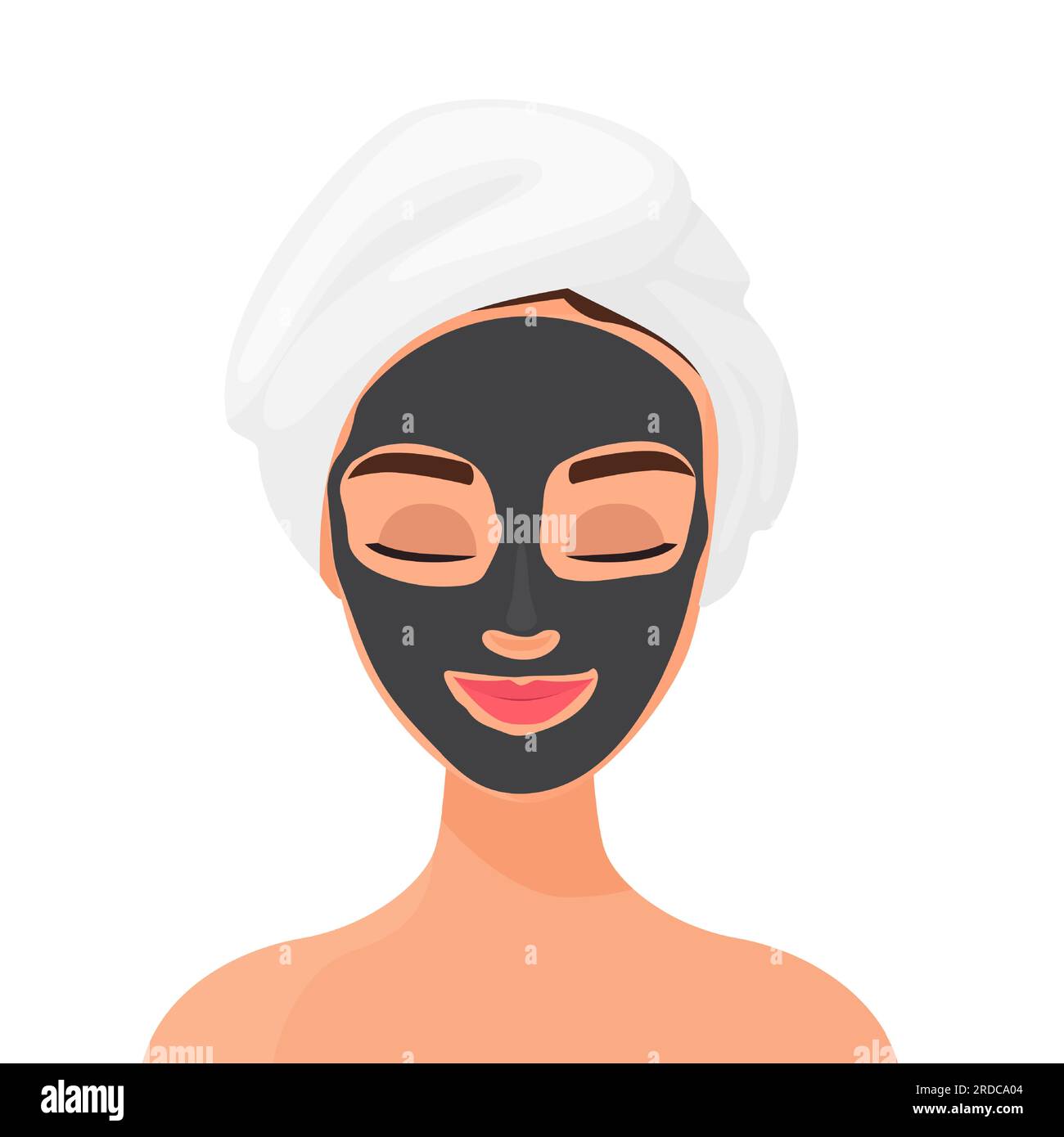 Charcoal mask on woman face. Beauty care treatment, home cosmetics ...