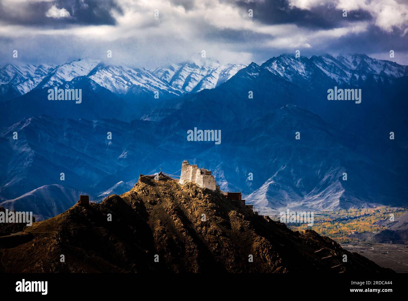 tower on high mountain The backdrop is the Himalayas Stock Photo - Alamy