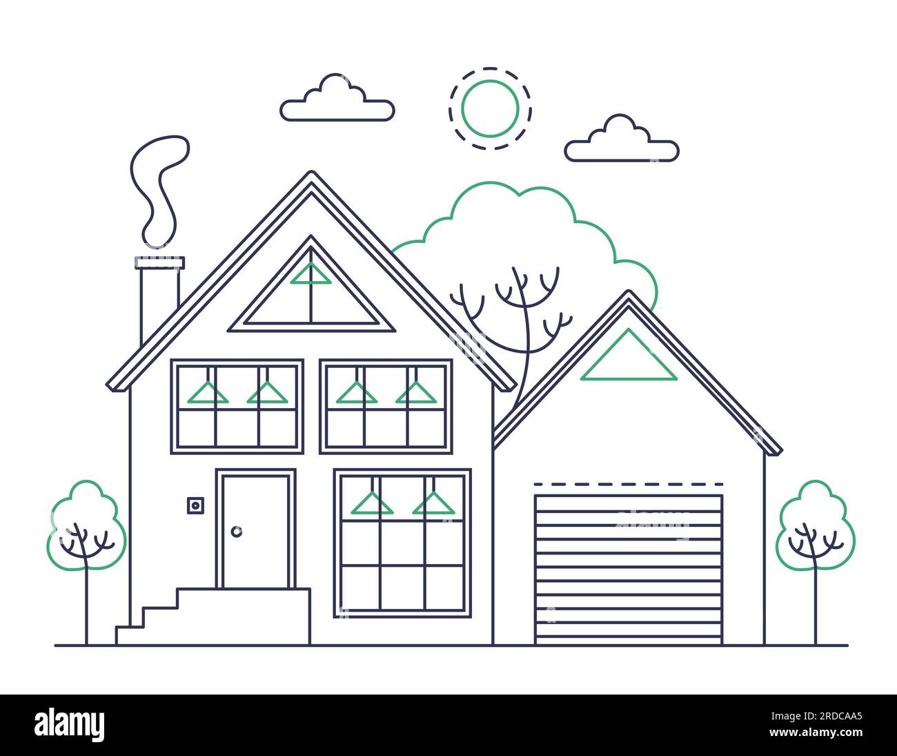 Classic american family house. Suburban architecture, rural villa ...