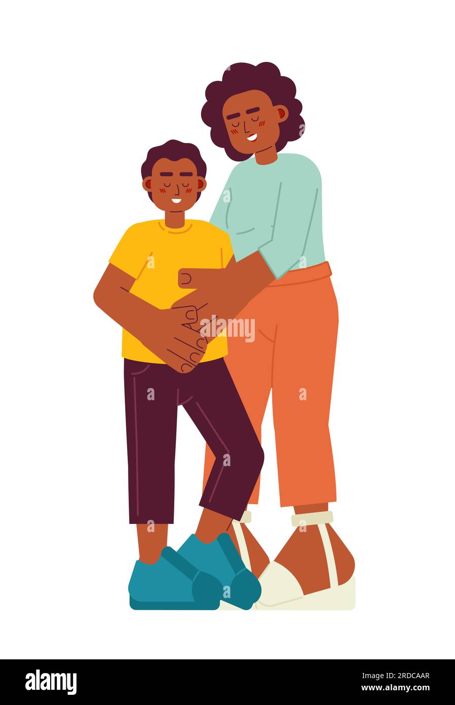 African american mom hugging child semi flat color vector characters Stock Vector Image & Art ...