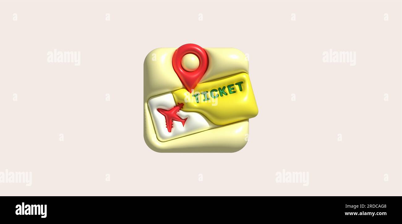 3d illustration flight ticket check in place icon Stock Vector Image ...