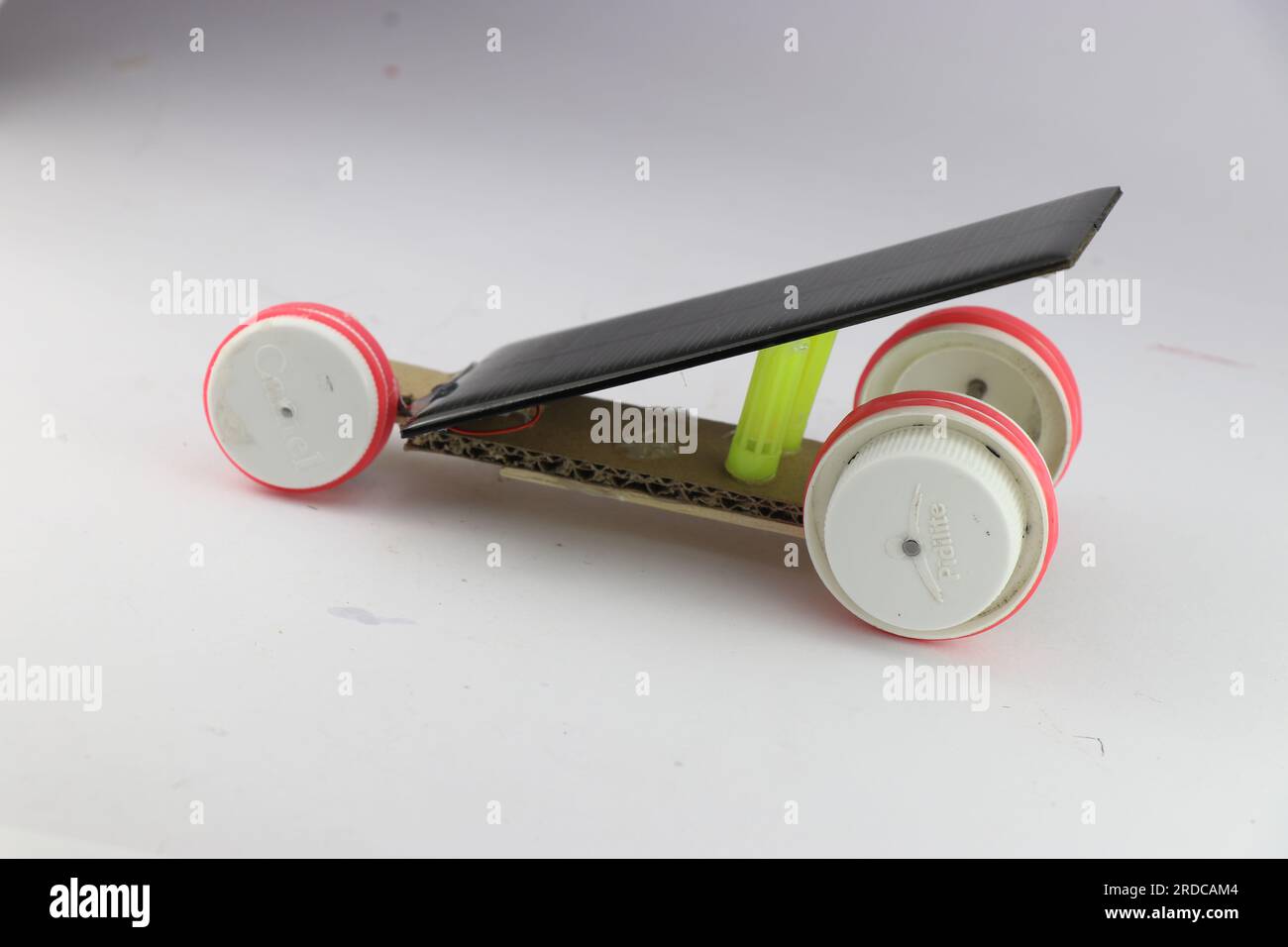 Working model of a small solar car. Eco friendly energy used by this ...
