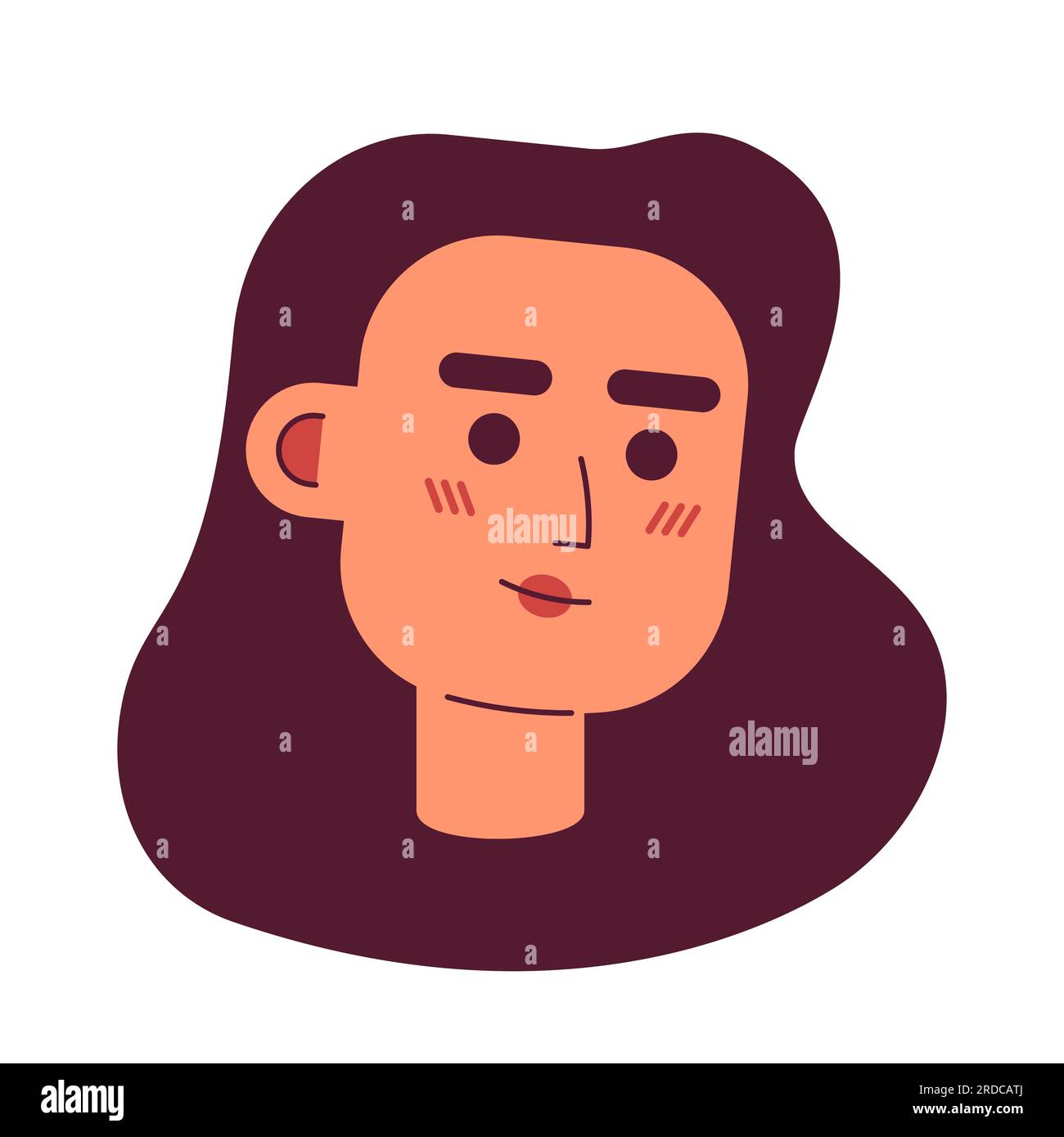Pretty Caucasian Woman With Long Brunette Hair Semi Flat Vector Character Head Stock Vector 