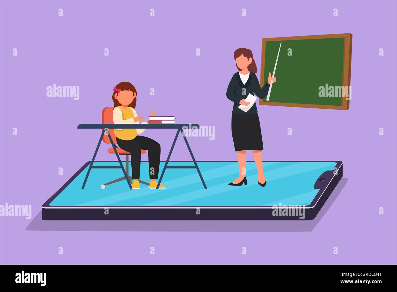 Character flat drawing beautiful female teacher teaching cute little ...
