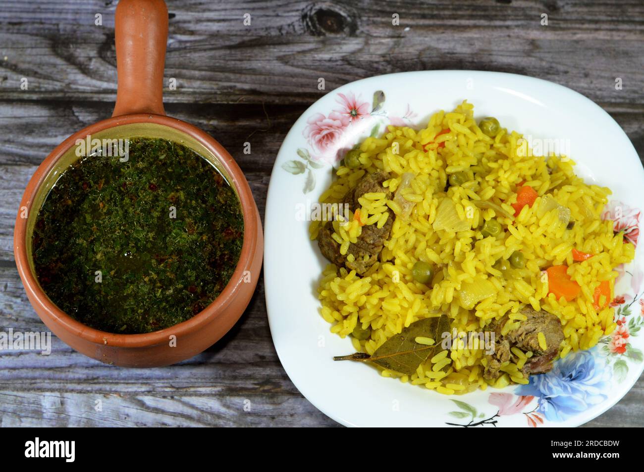 long grain yellow Basmati rice with vegetables peas, carrots, sliced ...