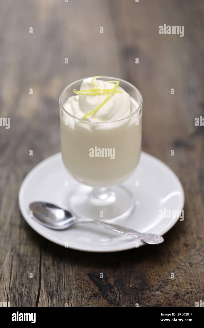Lemon Syllabub, English Whipped Cream Dessert Stock Photo - Alamy