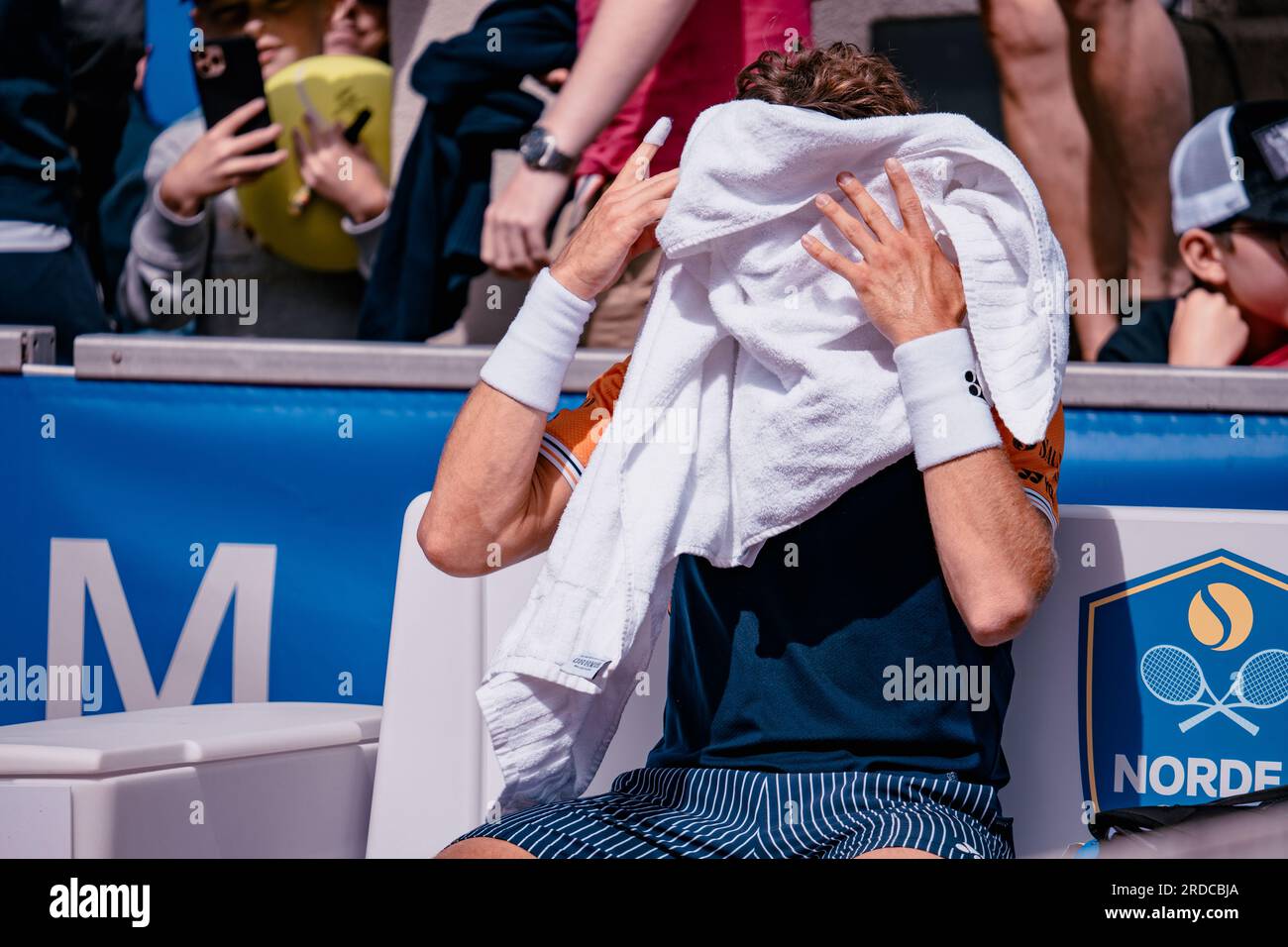 Båstad, Sweden. 07 20 2023. Casper Ruud's first encounter with Alexander Shevchenko in the ...