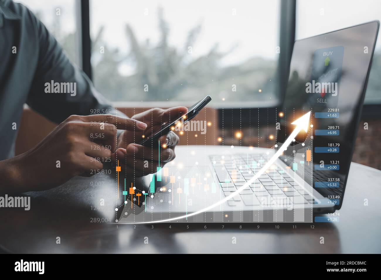 Man monitoring stock market trends and trading activities Stock Photo ...