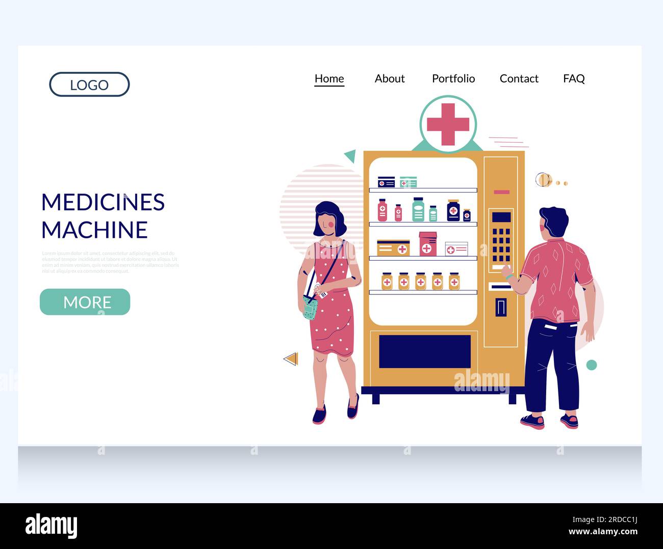 Medicines machine vector website landing page design template Stock ... Medicines machine vector website landing page design template Stock ...