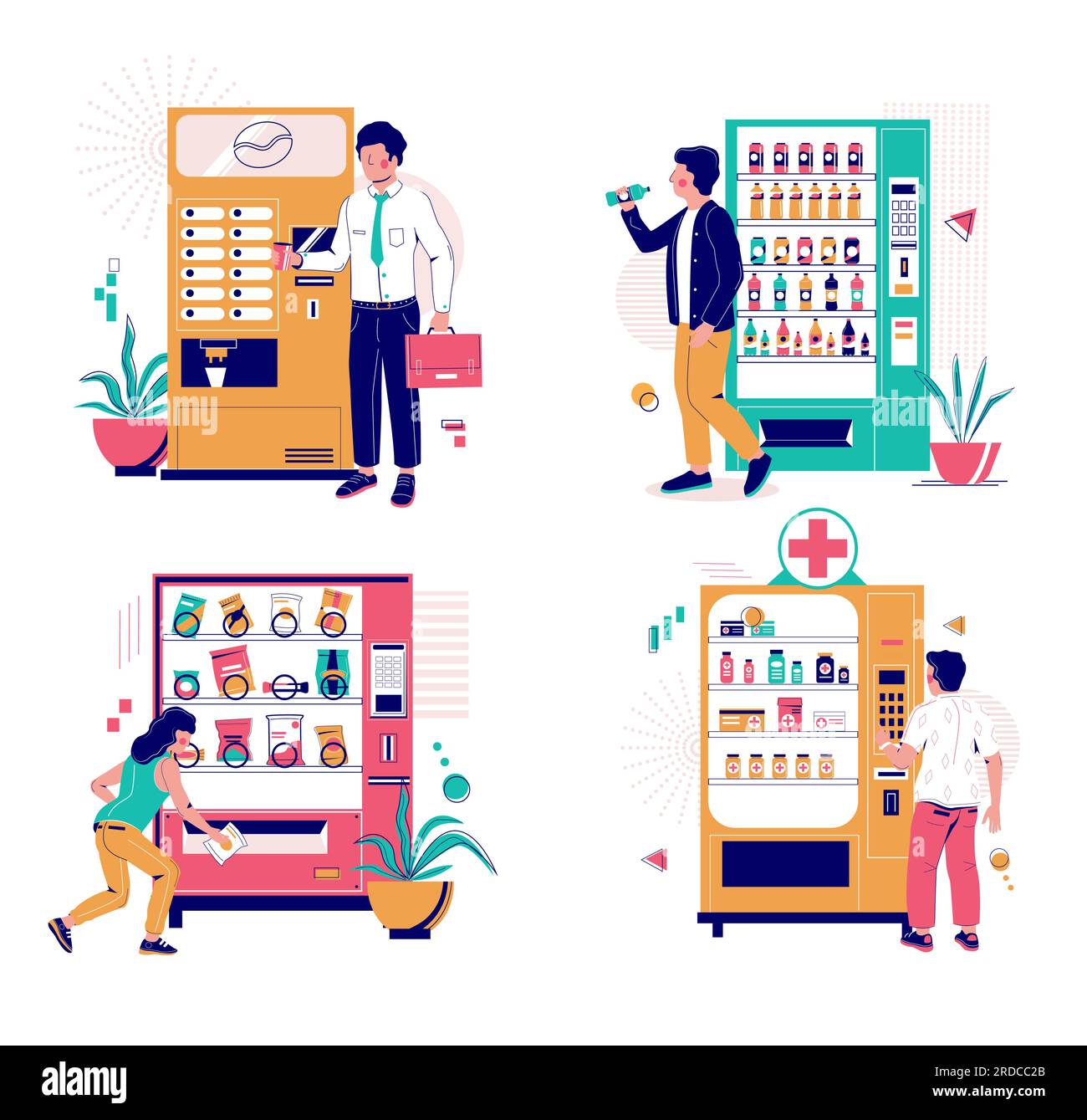 Vending machine set with characters, vector isolated illustration Stock Vector Image & Art - Alamy