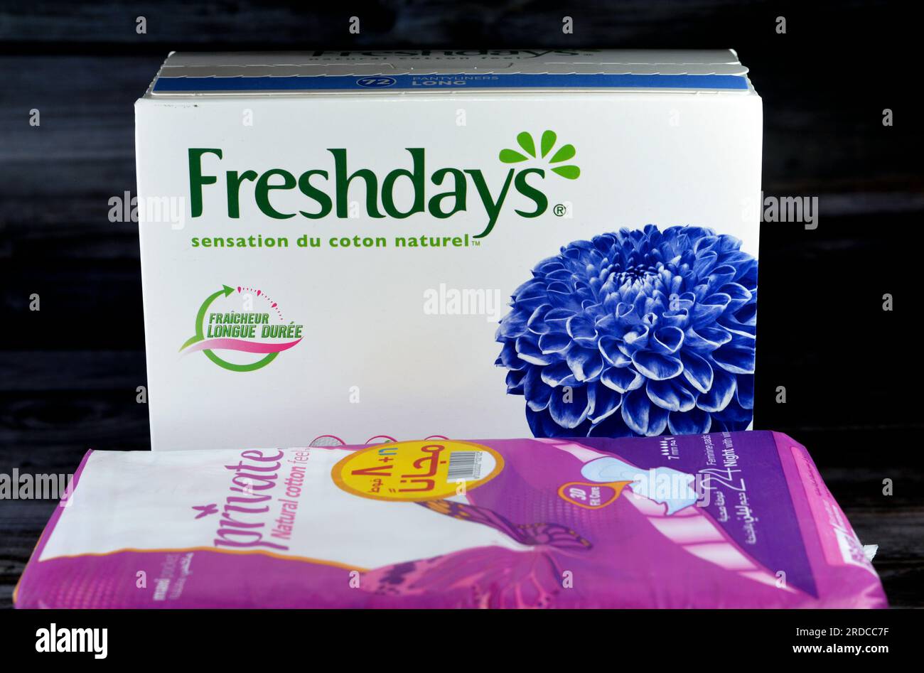 Cairo, Egypt, July 15 2023: Private and Freshdays Fresh Days Pack ...