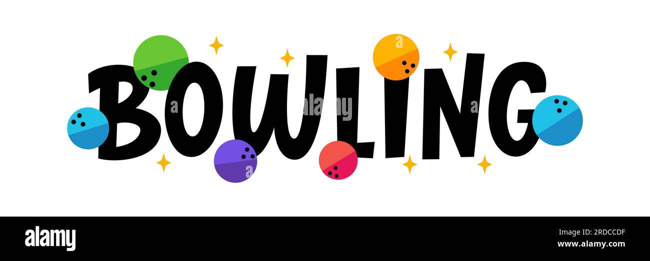 BOWLING logo with balls and stars. BOWLING game. Vector illustration ...