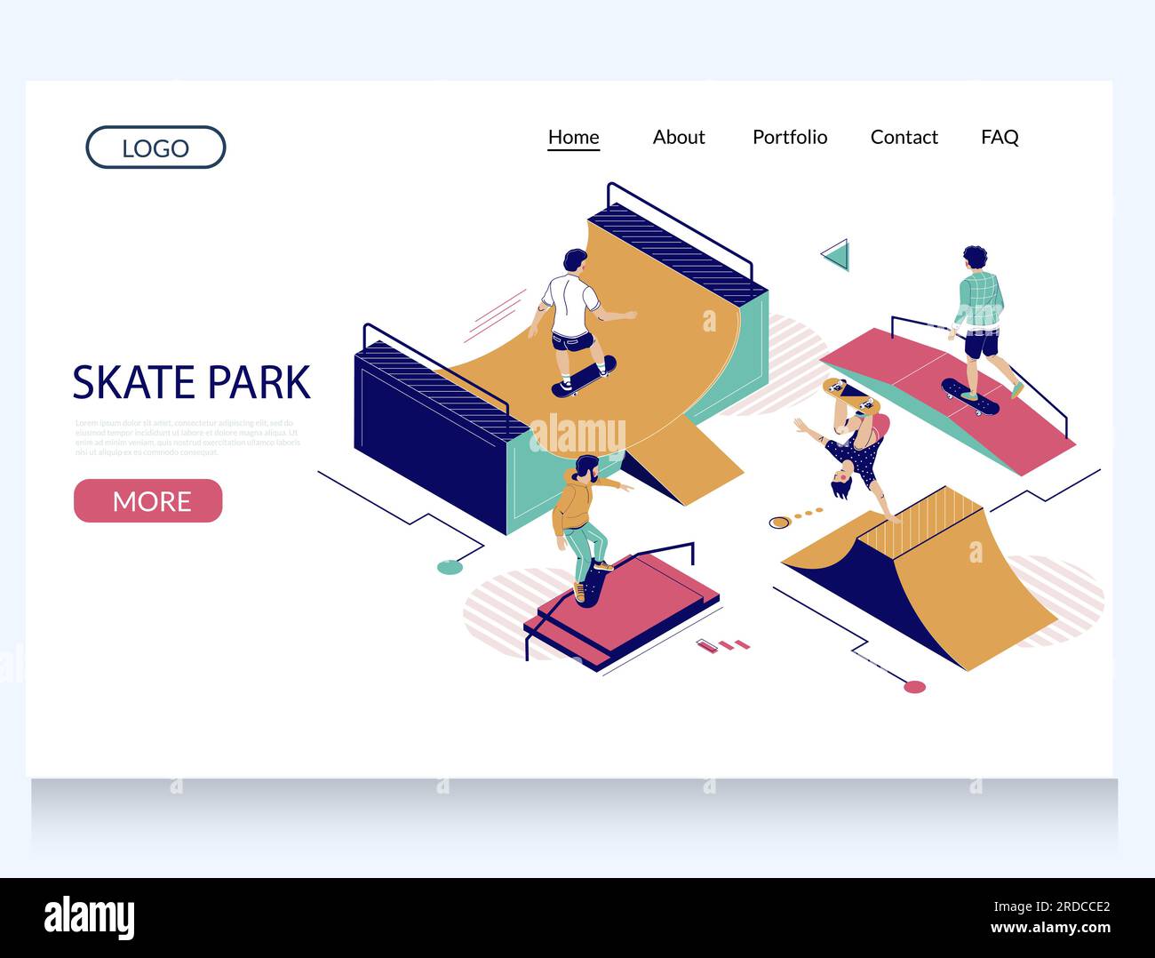 Skate park vector website landing page design template Stock Vector ...
