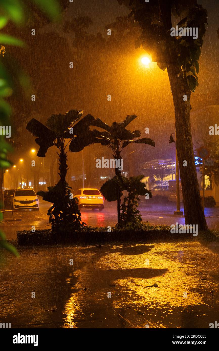 Heavy rainfall at night in Ho Chi Minh City, Vietnam Stock Photo - Alamy